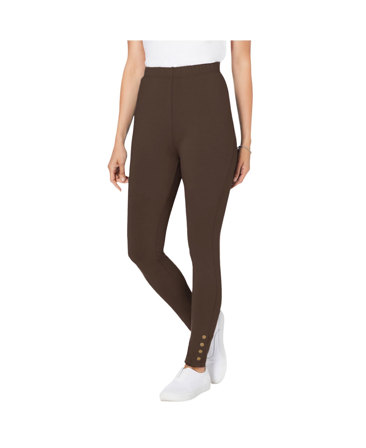 Click here for Woman Within Plus Size Stretch Cotton Snap-Trim Le... prices