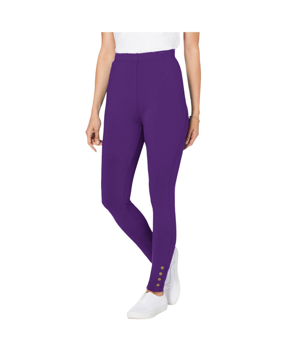 Click here for Woman Within Plus Size Stretch Cotton Snap-Trim Le... prices