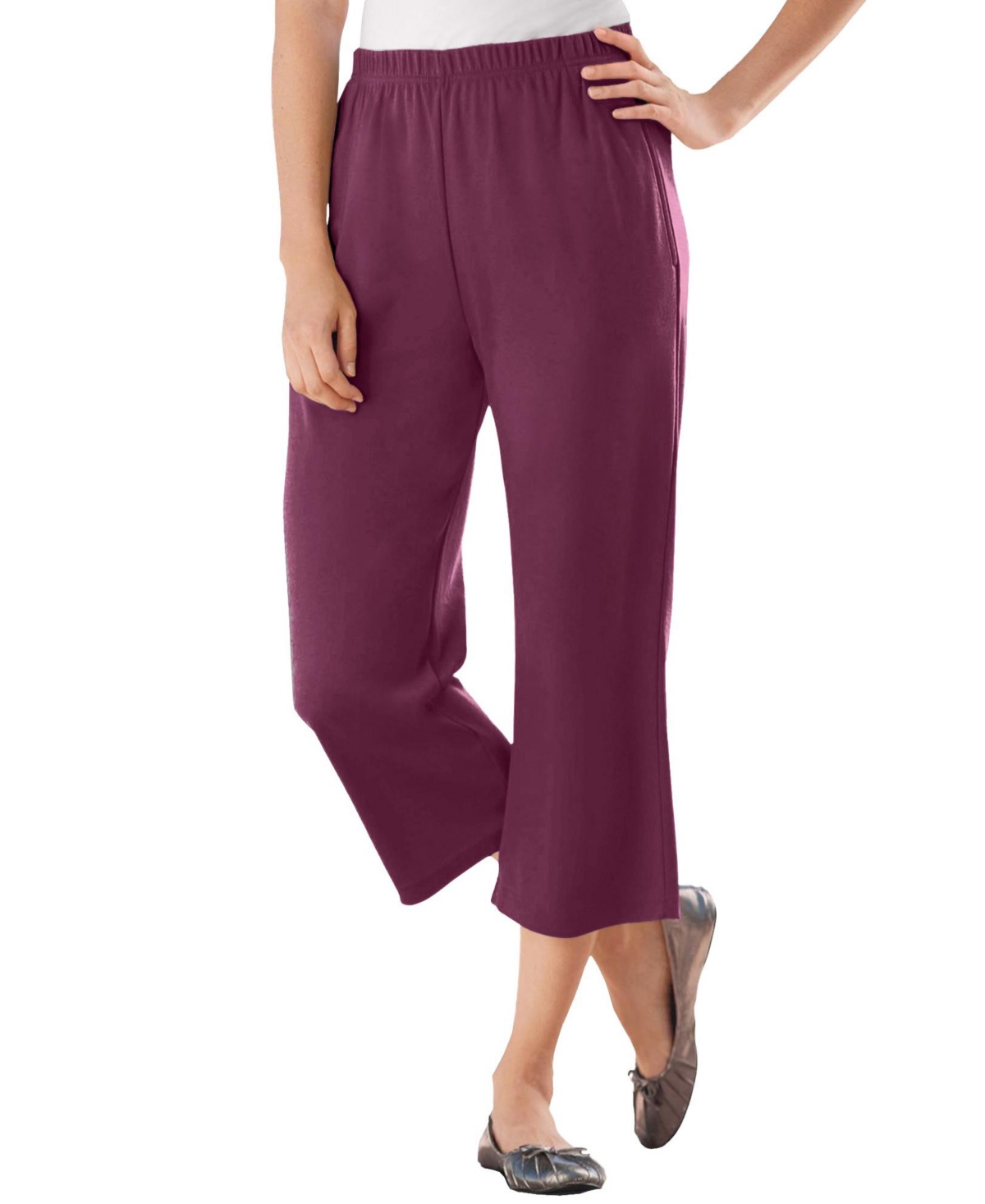 Click here for Woman Within Womens Within 7-Day Knit Capri - Deep... prices