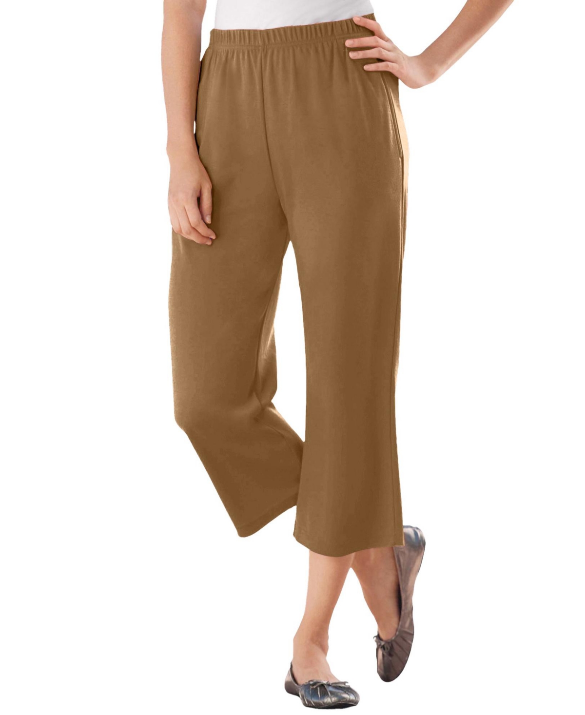 Click here for Woman Within Womens Within 7-Day Knit Capri - Toff... prices