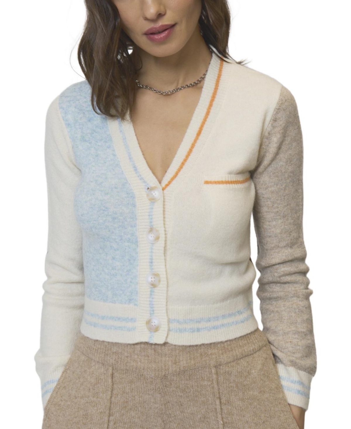 Click here for Central Park West Womens Ash Colorblocked Cardigan... prices