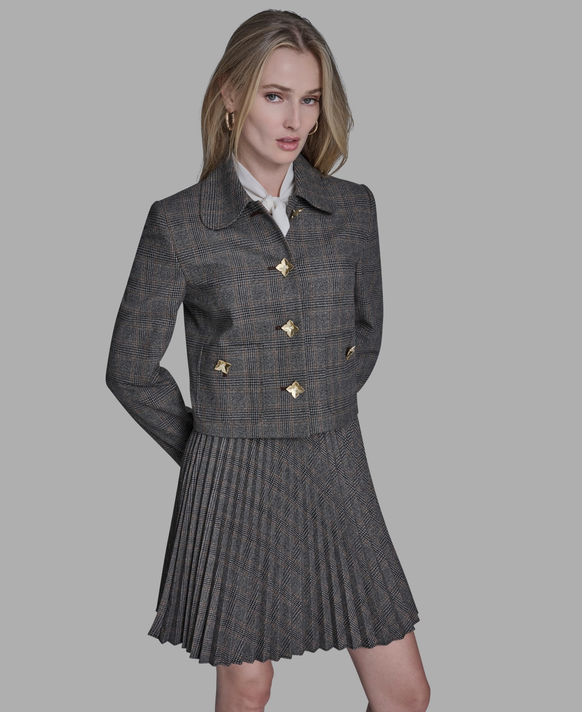 Click here for Bcbg Womens Novelty Plaid Button Down Jacket - Tru... prices