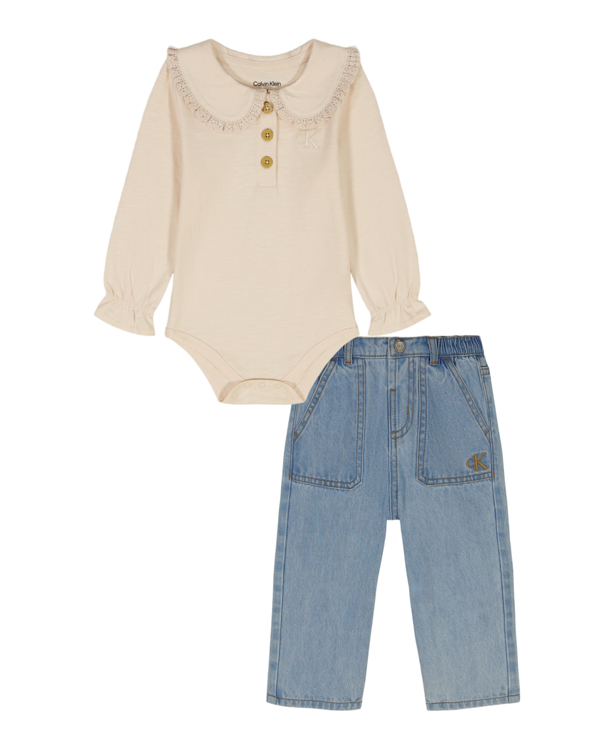 Click here for Calvin Klein Baby Girls 2-Piece Peter-Pan Collared... prices