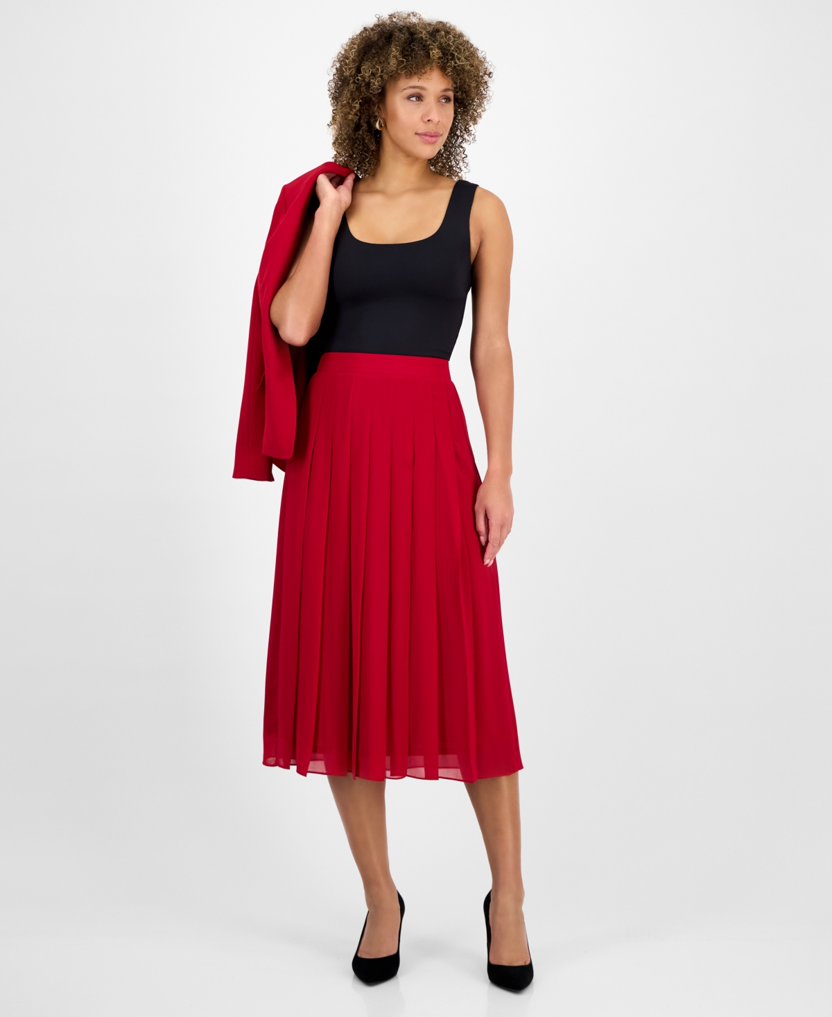 Click here for Kasper Womens Pleated Pull-On Skirt  Regular & Pet... prices
