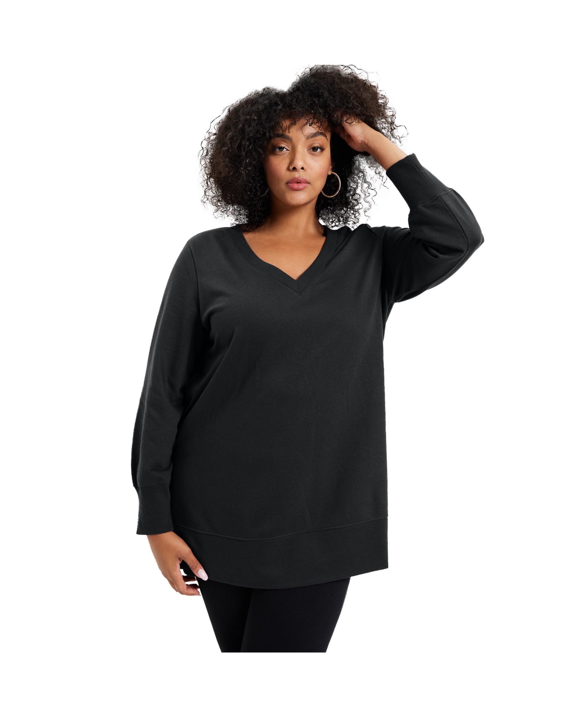 Click here for June + Vie Womens Plus Size V-Neck French Terry Sw... prices