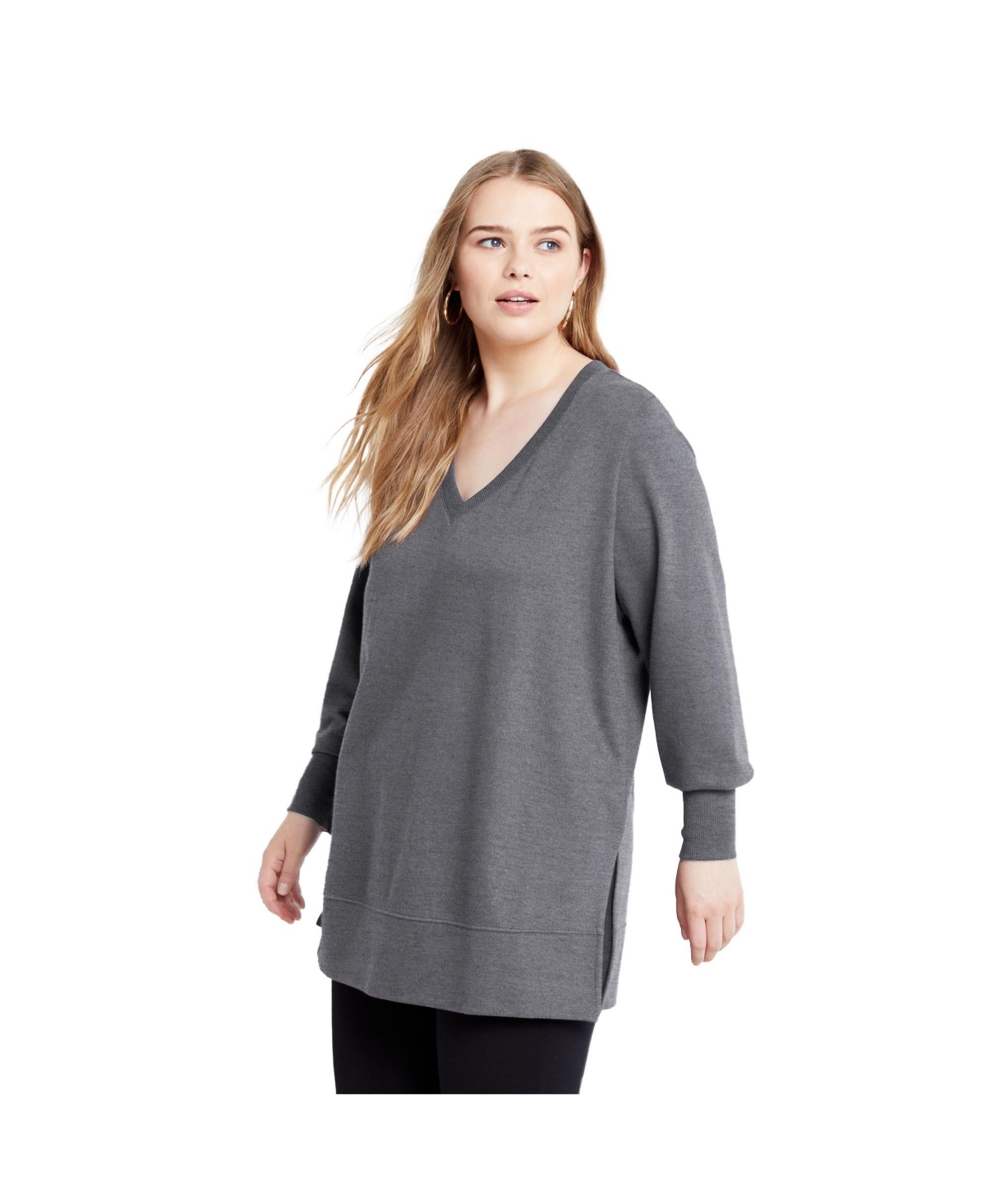 Click here for June + Vie Womens Plus Size V-Neck French Terry Sw... prices