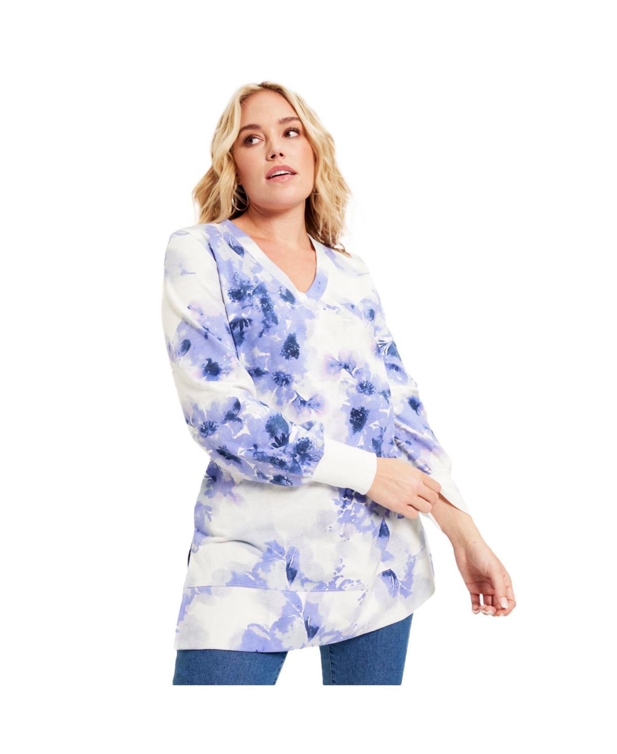 Click here for June + Vie Womens Plus Size V-Neck French Terry Sw... prices