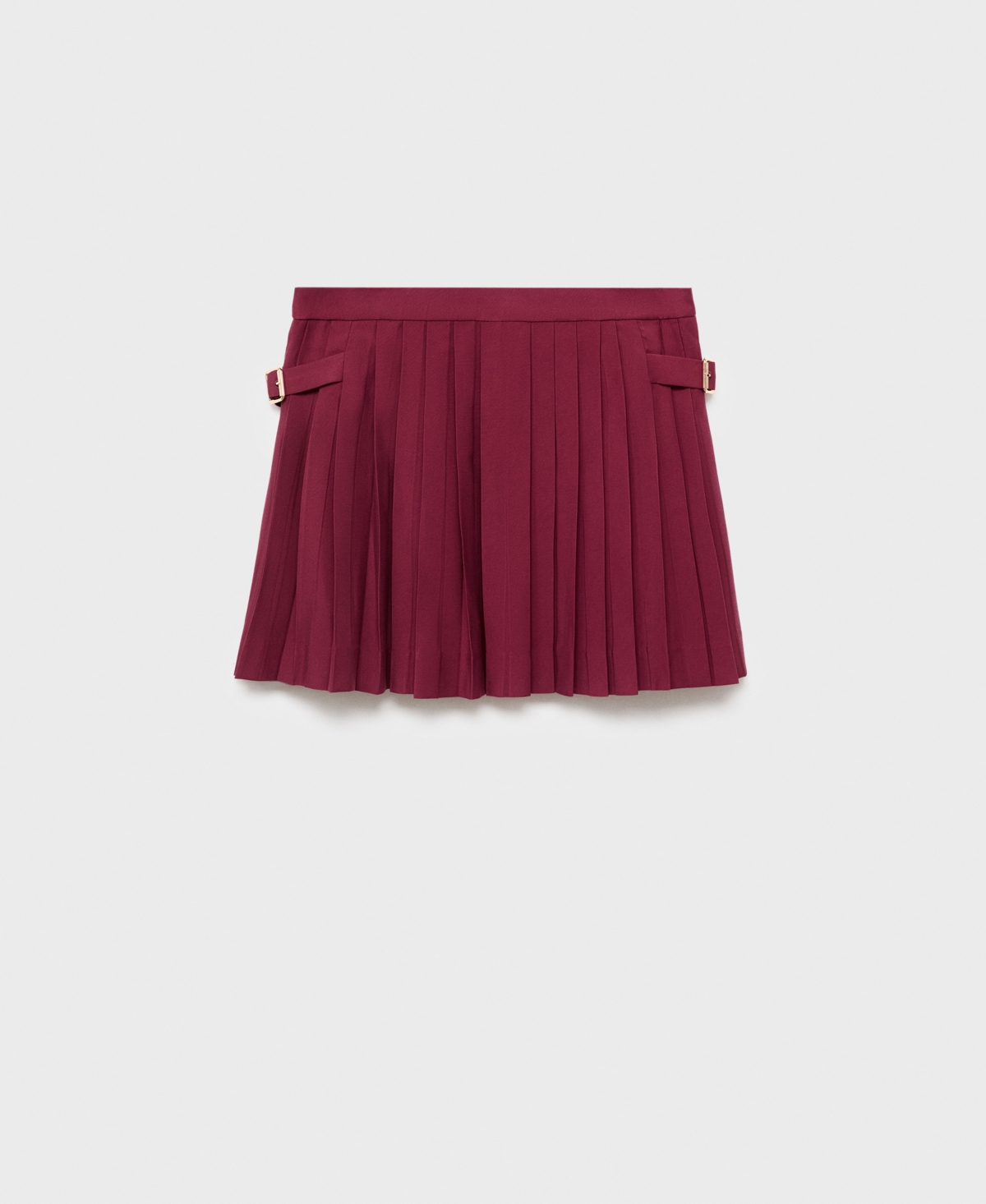 Click here for Mango Womens Buckles Pleated Skirt - Maroon prices