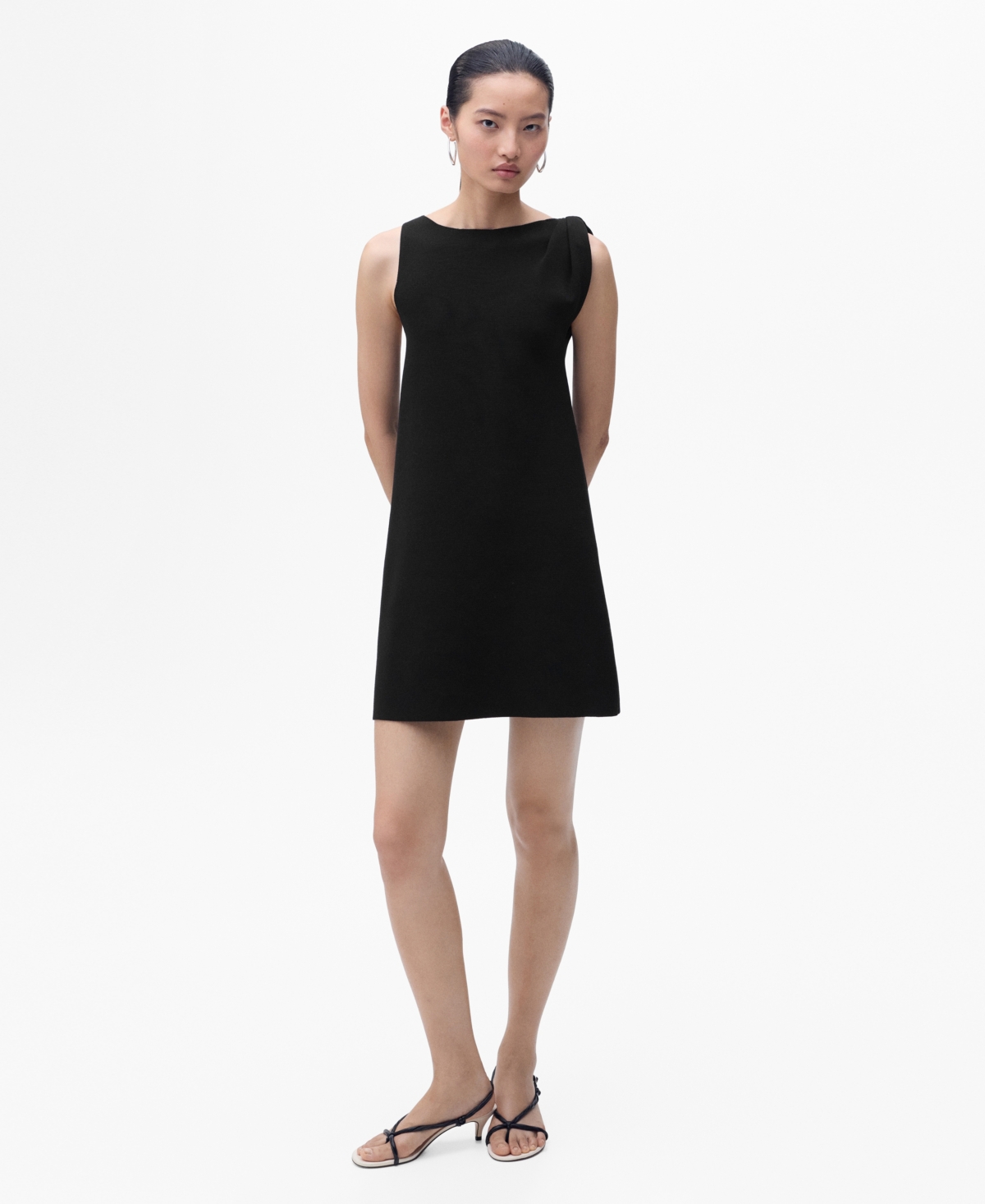 Click here for Mango Womens Asymmetrical Knitted Dress - Black prices