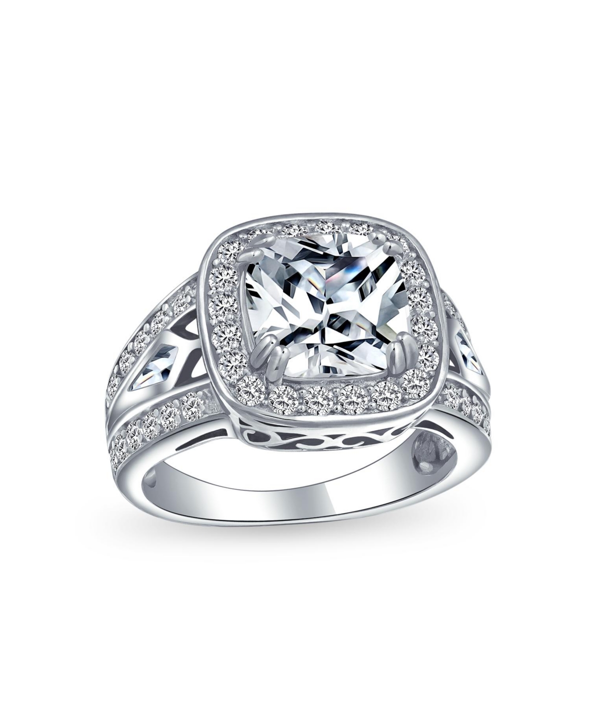 Click here for Bling Jewelry Art Deco Style 3CTW Cz Halo Cushion... prices