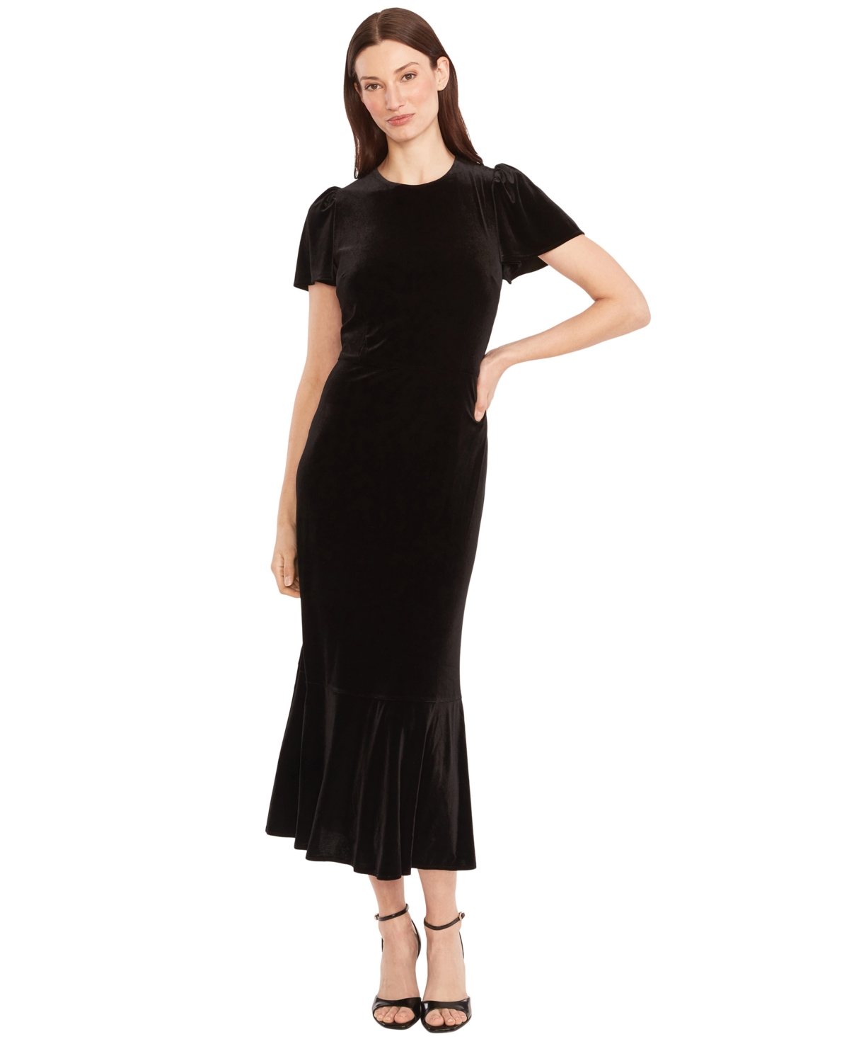 Click here for Maggy London Womens Short Sleeve Velvet Midi Dress... prices