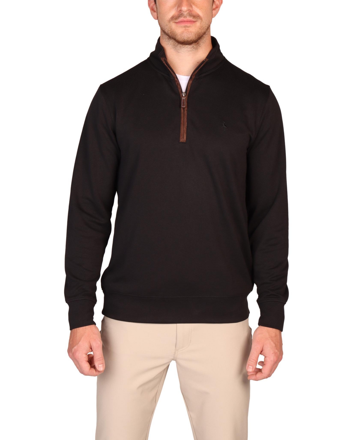 Click here for Tailorbyrd Mens Ottoman Knit Quarter-Zip - Black prices