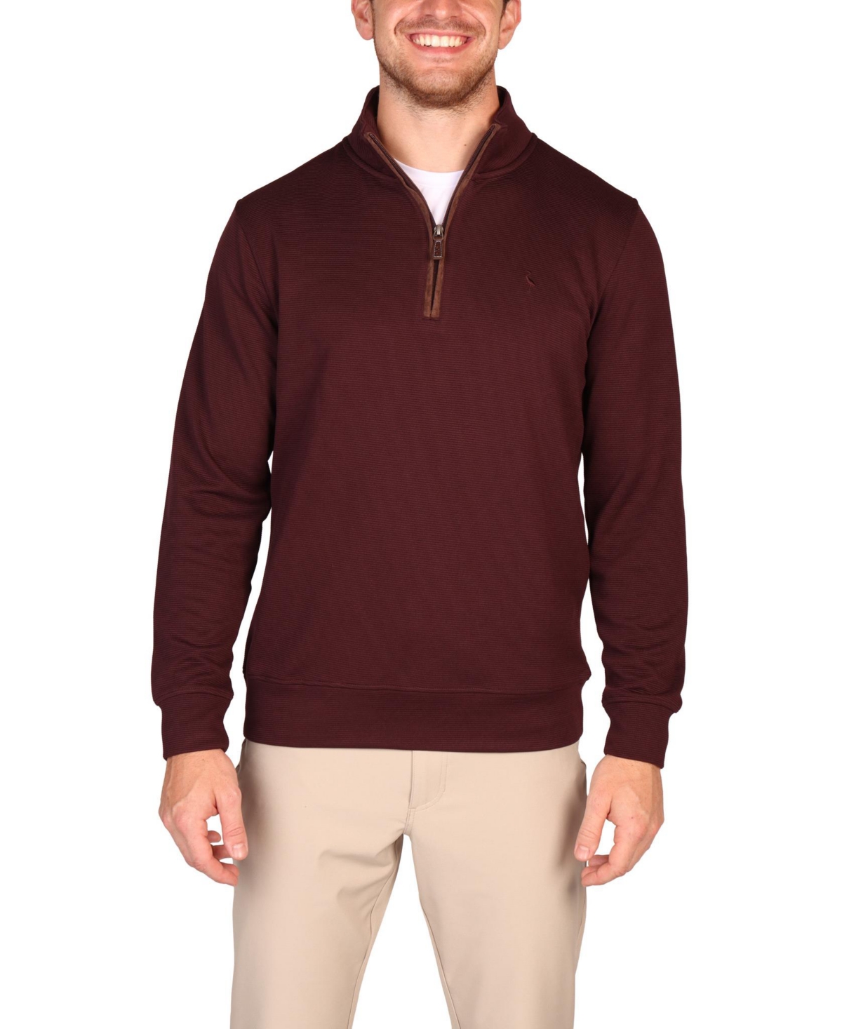 Click here for Tailorbyrd Mens Ottoman Knit Quarter-Zip - Burgund... prices