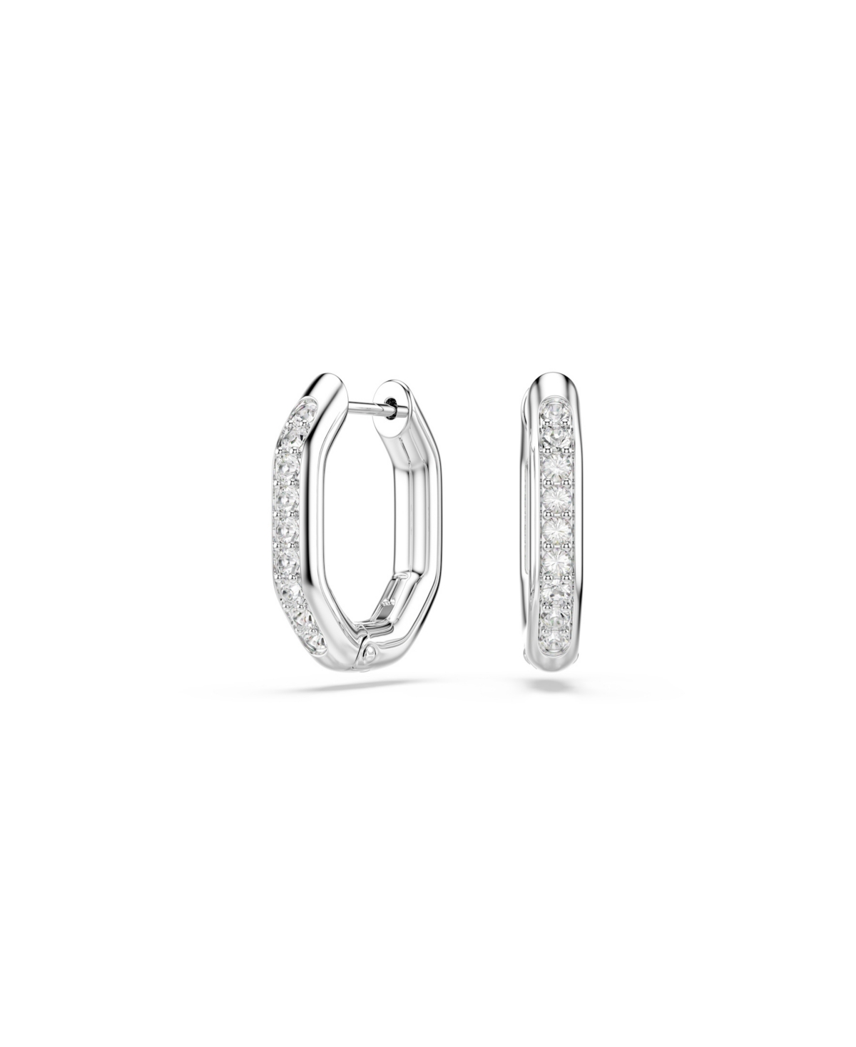 Click here for Swarovski Dextera Rhodium Plated Hoop Earrings - S... prices