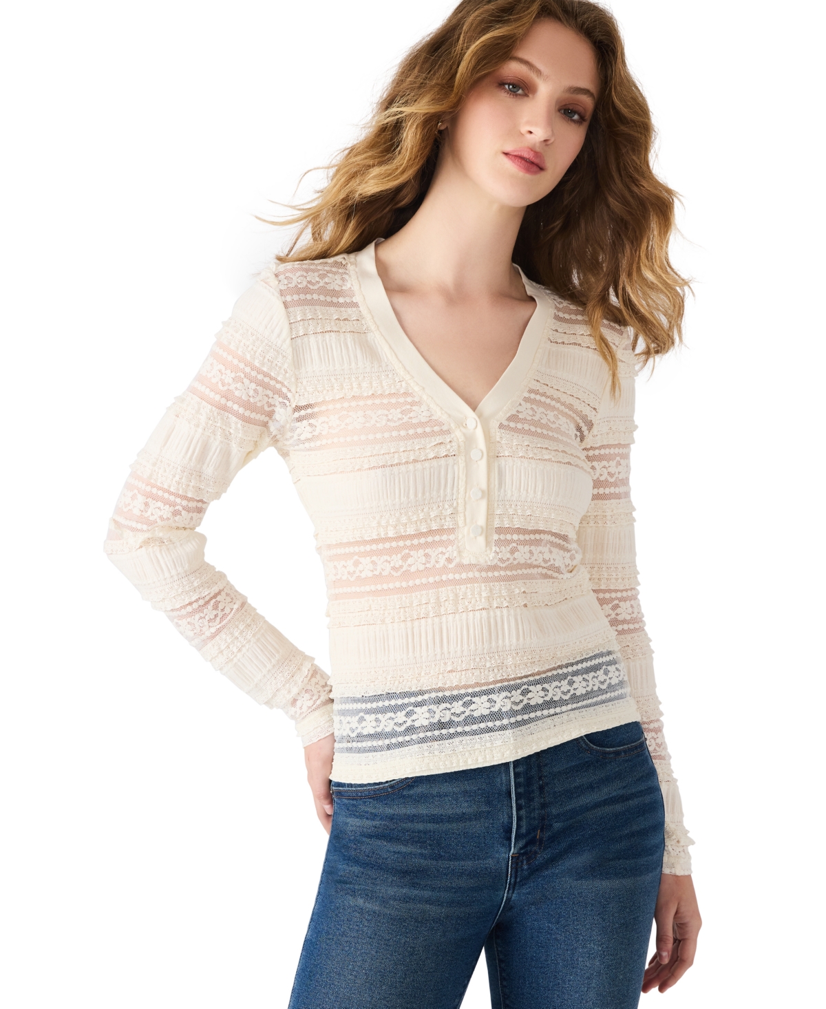 Click here for Steve Madden Womens Caterina V-Neck Henley Top - C... prices