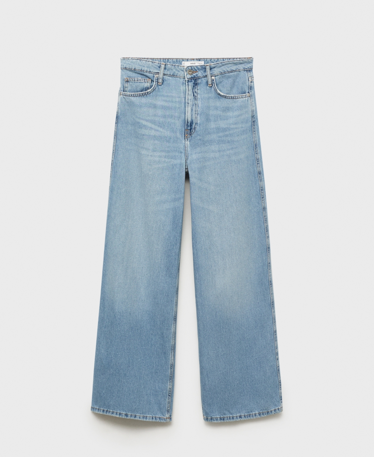 Click here for Mango Womens High-Rise Wide Leg Jeans - Medium Blu... prices