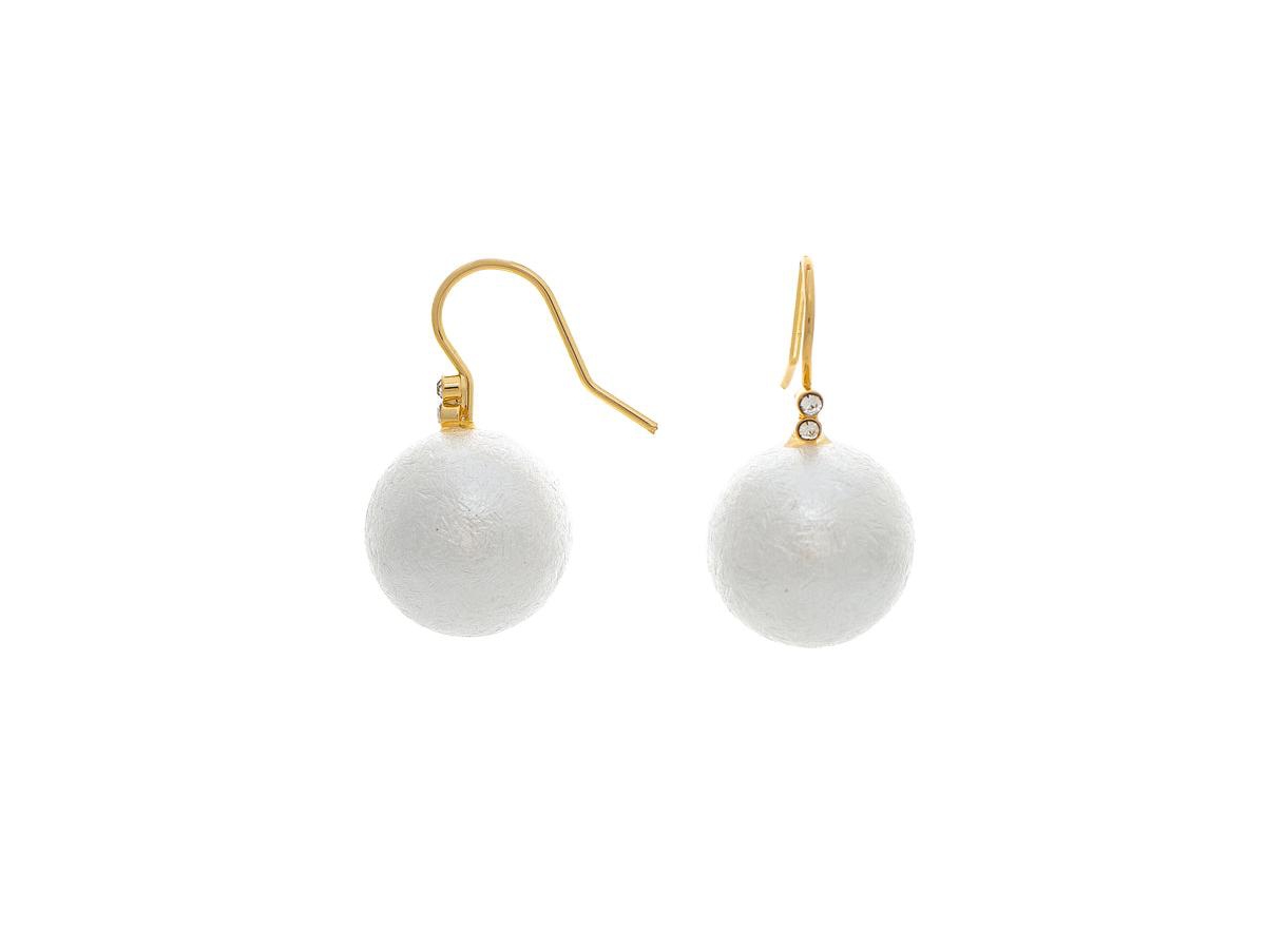Click here for Textured Pearl Drop Earrings with Cz Accents - Whi... prices