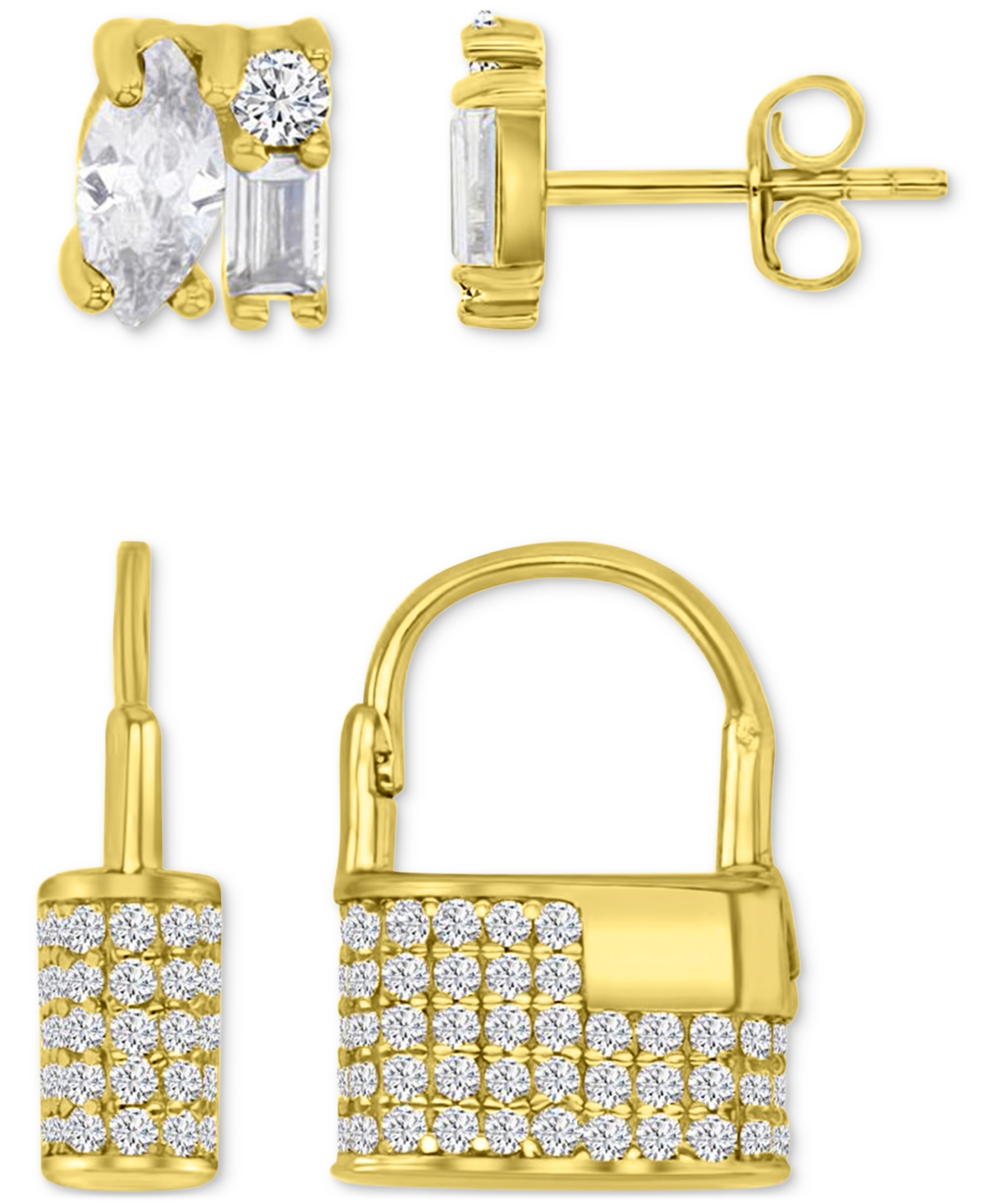 Click here for Macys Cubic Zirconia Earring Set in 14k Yellow Gol... prices