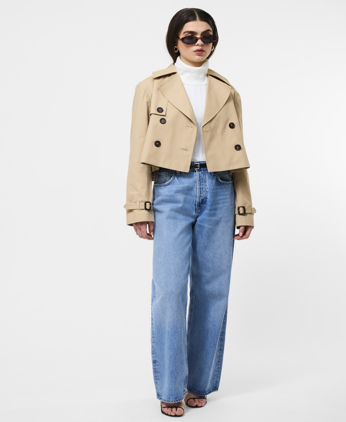 Click here for French Connection Womens Cropped Trench Coat - Kha... prices