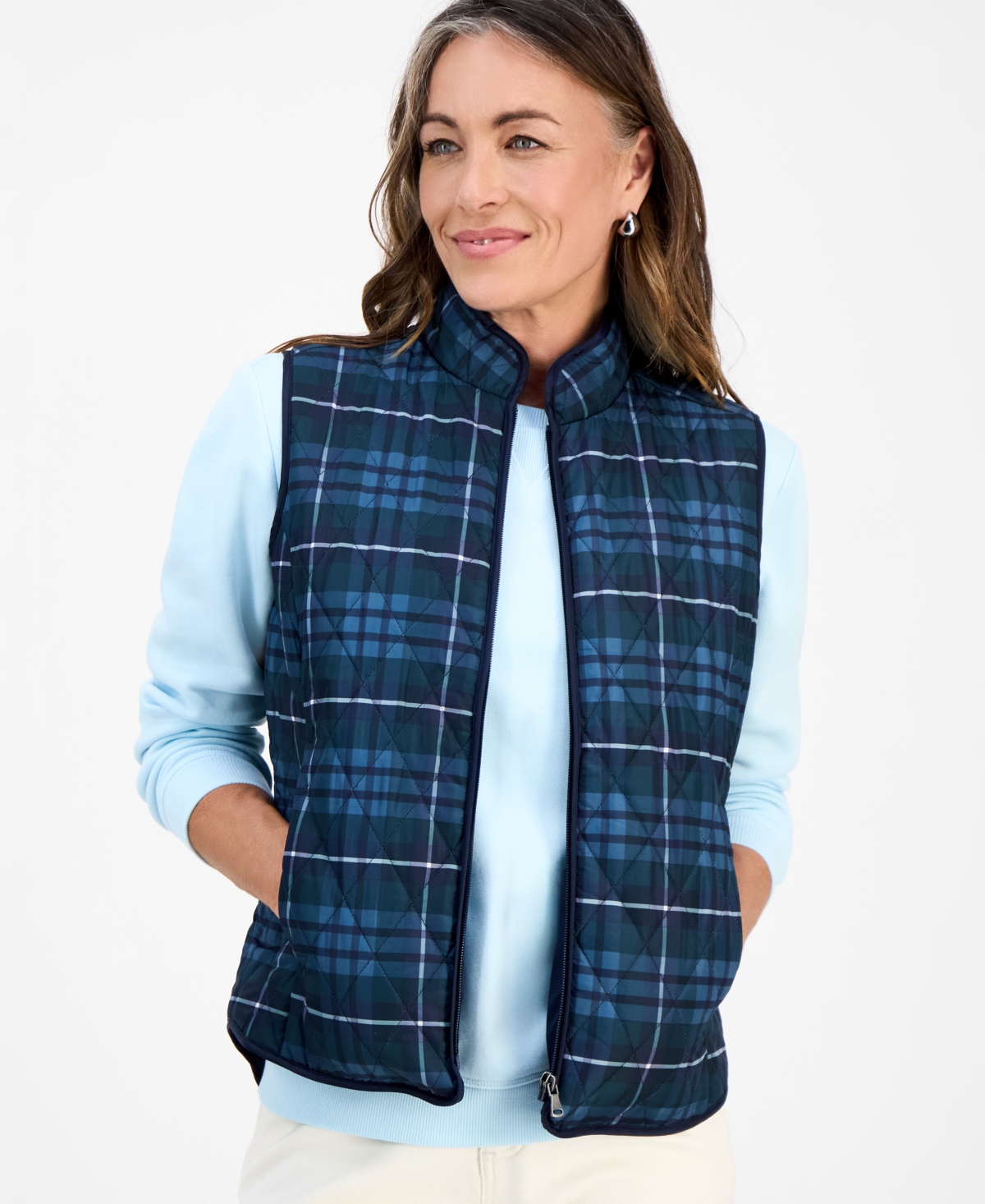 Click here for Style & Co Sarah Plaid Easy Quilted Vest  Macys Ex... prices
