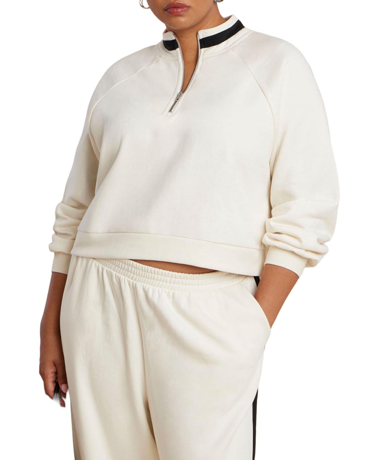Click here for Eloquii Elements Womens Plus Size Quarter Zip Stri... prices
