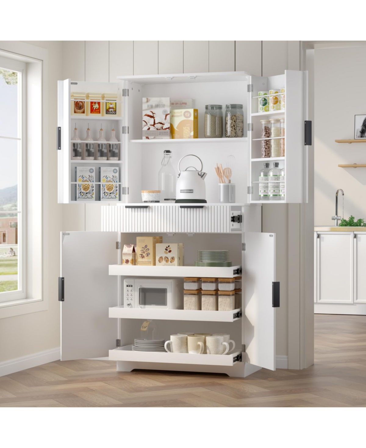 Click here for Streamdale Furniture 72 Fluted Pantry Cabinet - Ke... prices