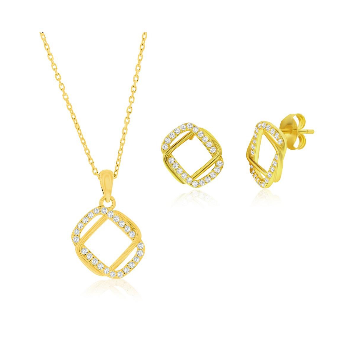 Click here for Simona Sterling Silver  Intertwined Rectangle Cz N... prices