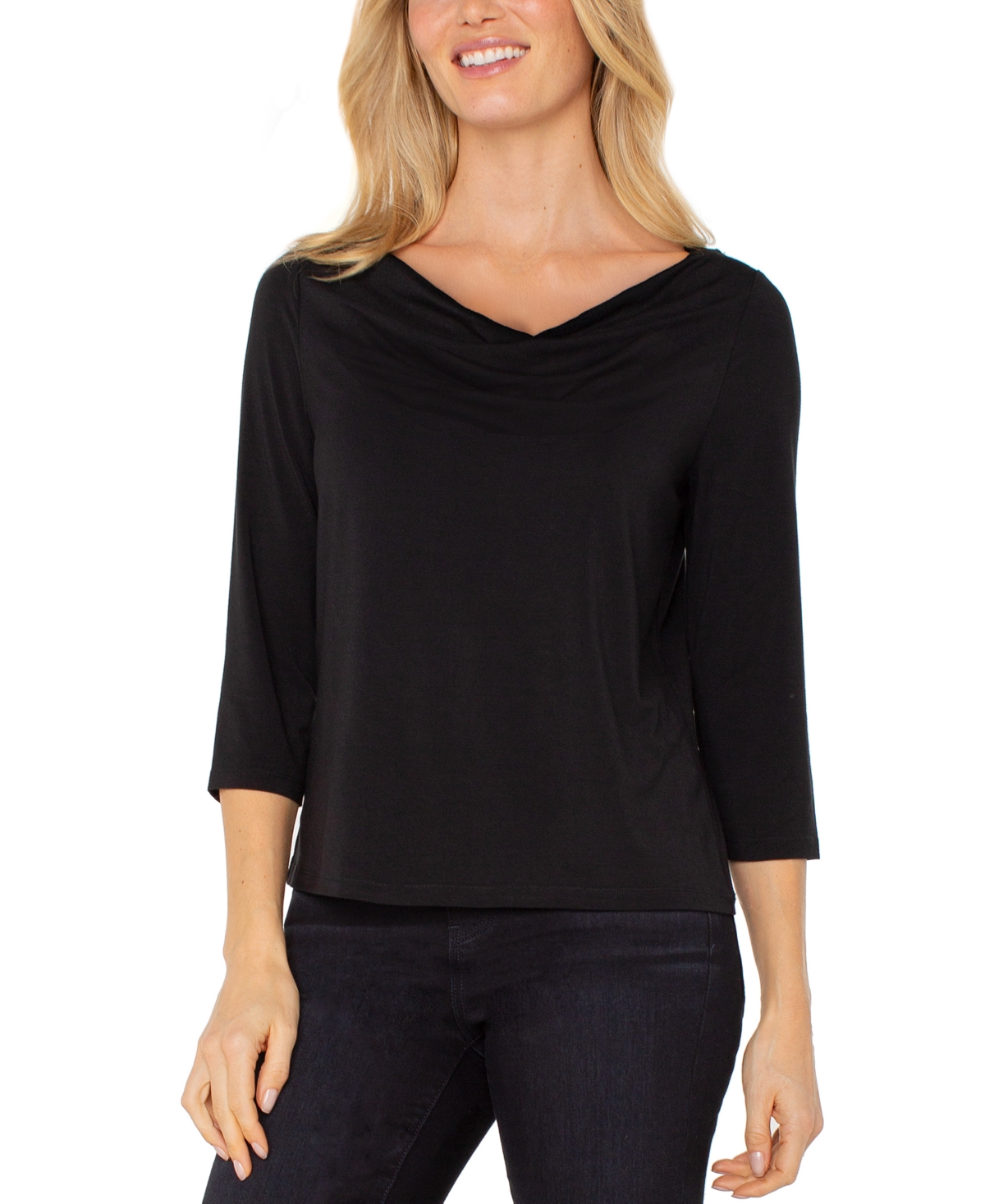 Click here for Liverpool Los Angeles Womens 3/4-Sleeve Draped Nec... prices