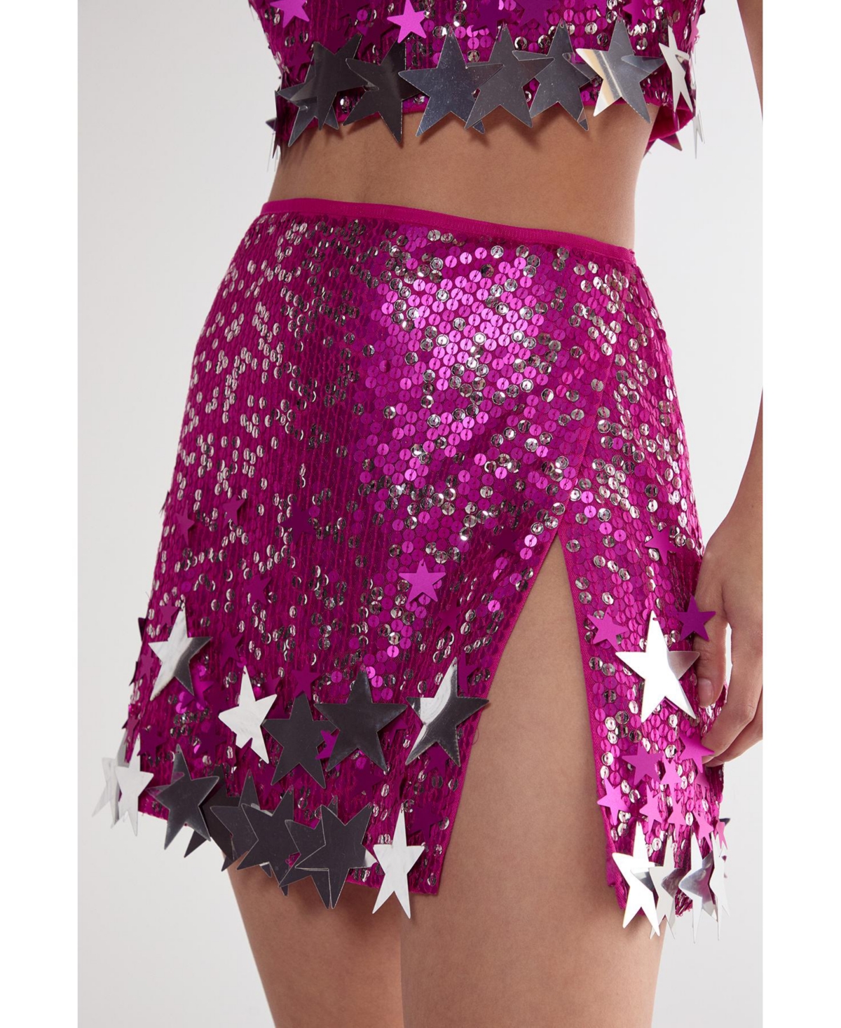 Click here for Nasty Gal Limited Embellished Star Trim Mini Skirt... prices