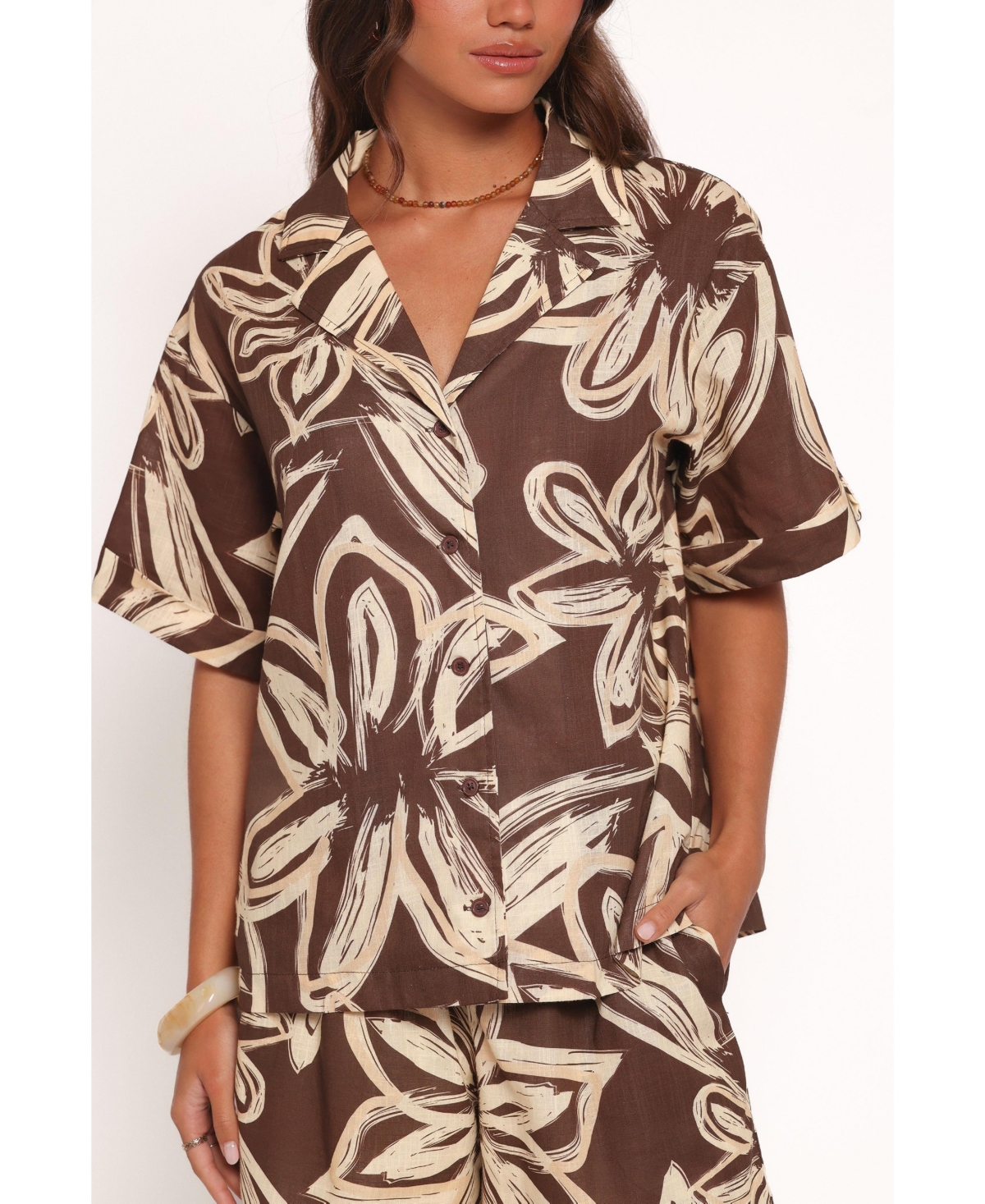 Click here for Petal and Pup Pacifica Button Up Shirt - Chocolate... prices