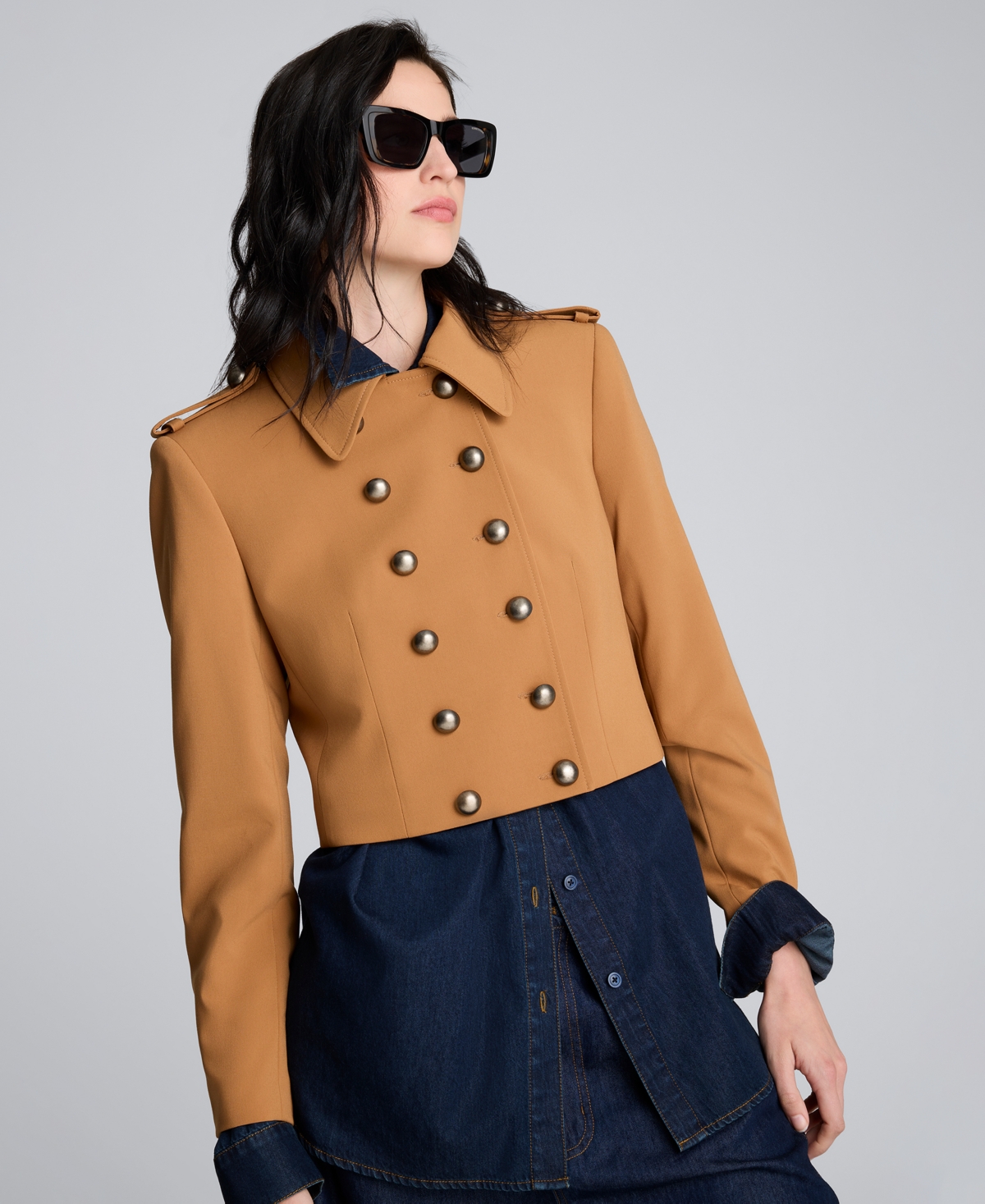 Click here for Kenneth Cole Womens Twill Cropped Military Jacket... prices