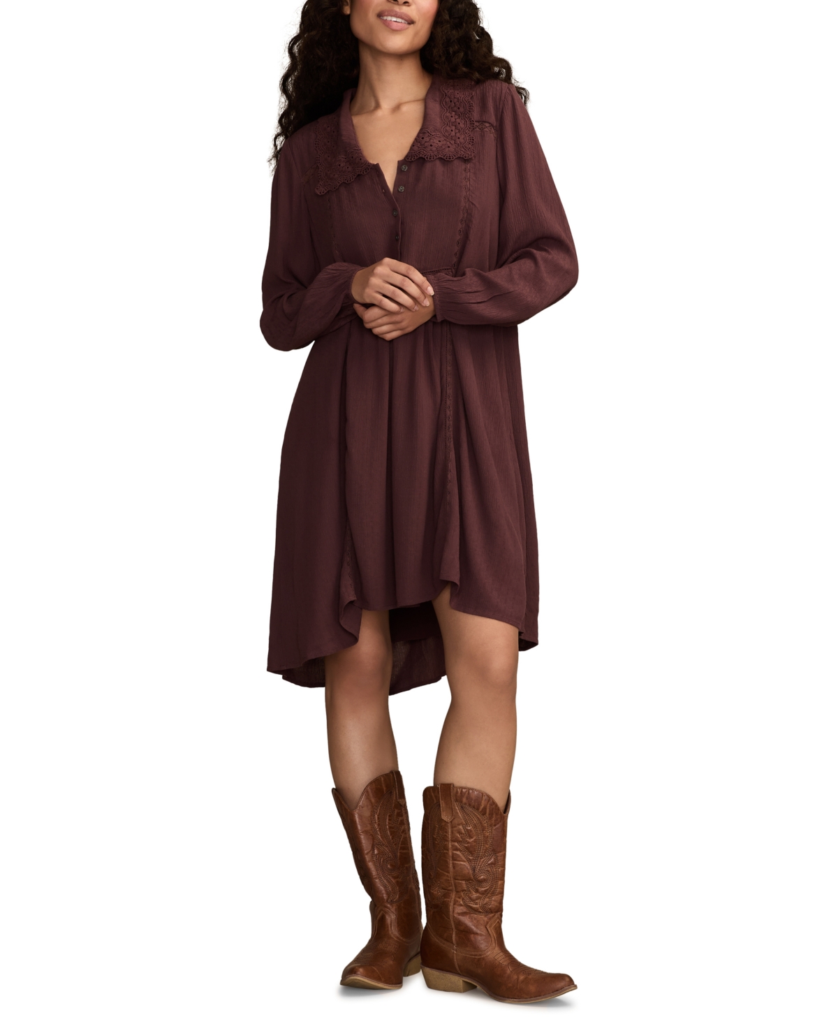 Click here for Lucky Brand Womens Peter Pan Collar Mini Dress - B... prices