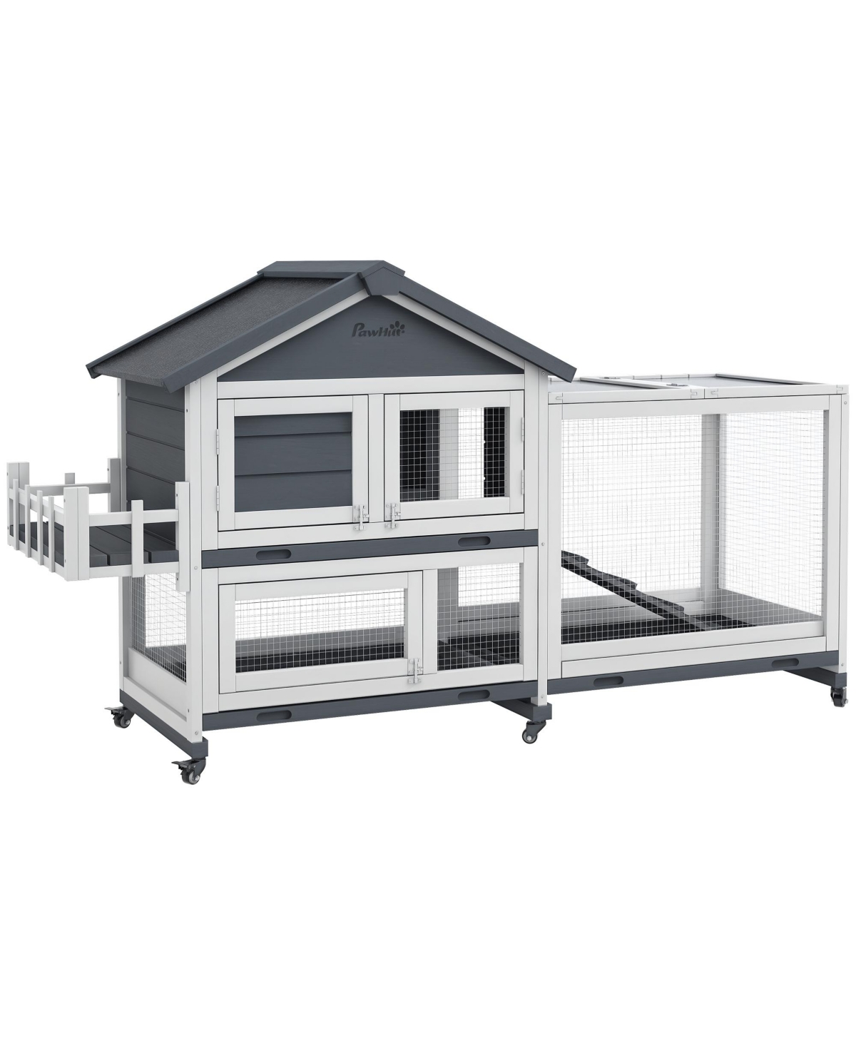 Click here for PawHut Wooden Rabbit Hutch with Wheels  Openable R... prices