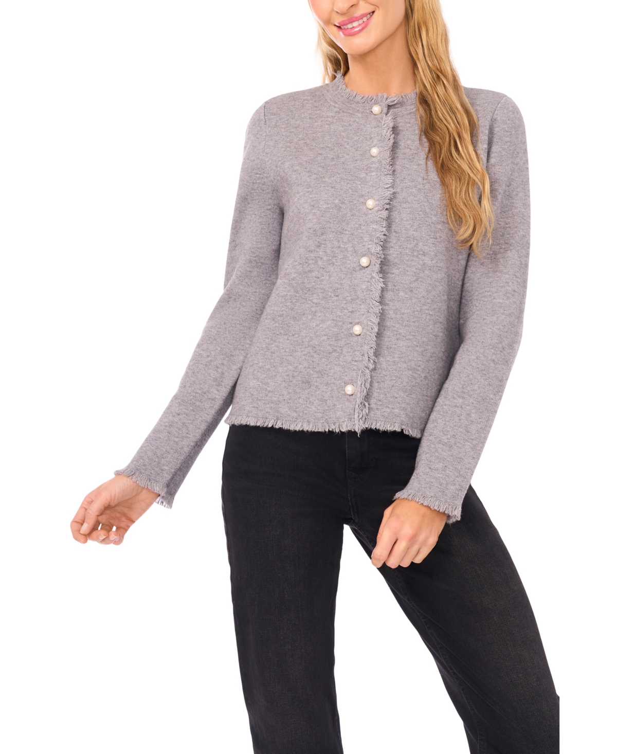 Click here for CeCe Womens Fringe Long Sleeves Cardigan - Medium... prices