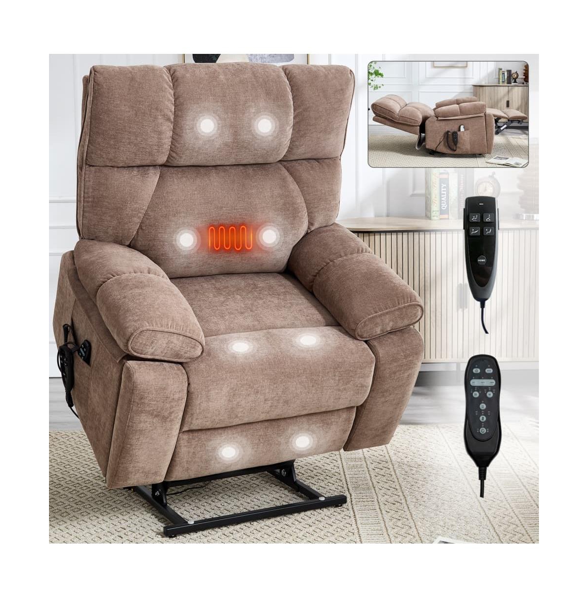 Click here for Maison Boucle Oversized Chenille Lift Recliner wit... prices