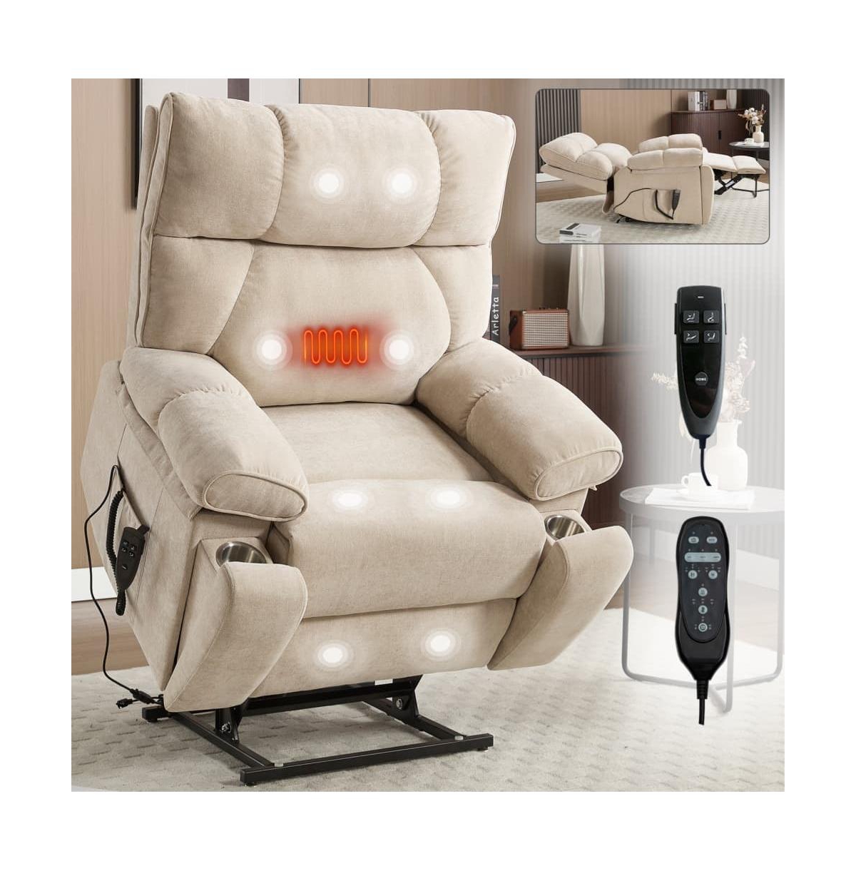 Click here for Maison Boucle Oversized Chenille Lift Recliner wit... prices
