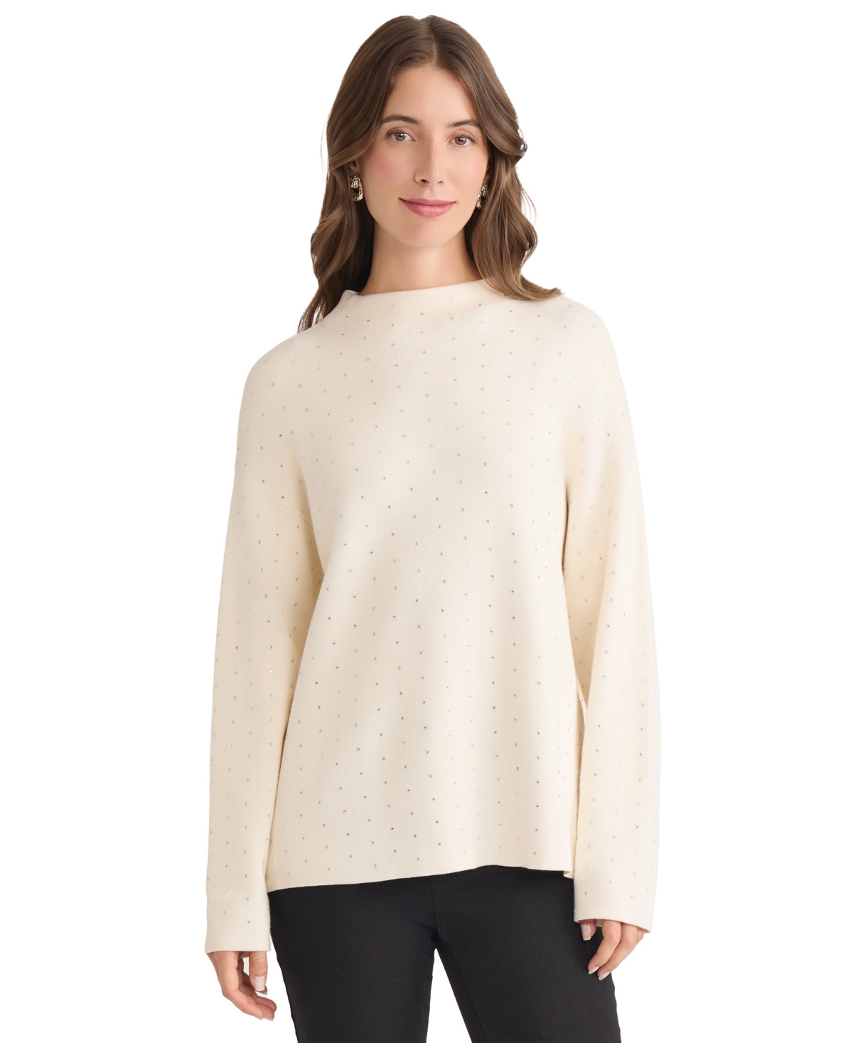 Click here for Jones New York Petite Mock Neck Sweater - Jones Wh... prices