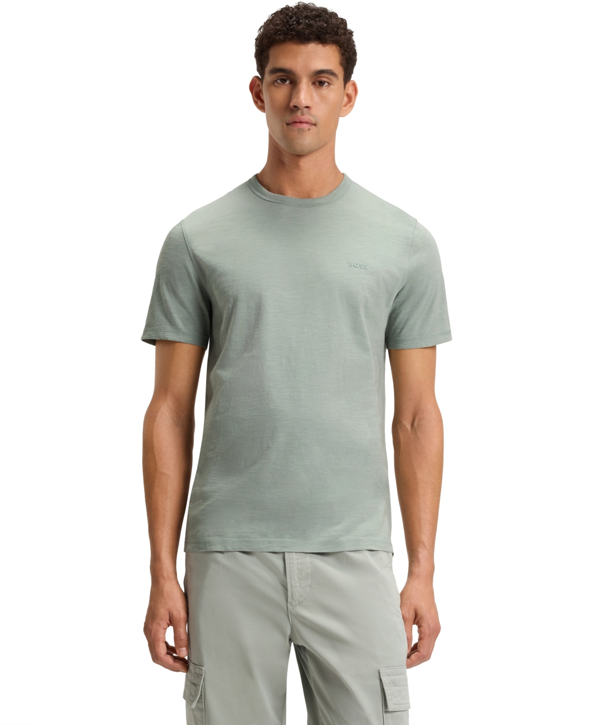 Click here for Boss by Hugo Boss Mens Slub-Cotton Logo Detail T-S... prices