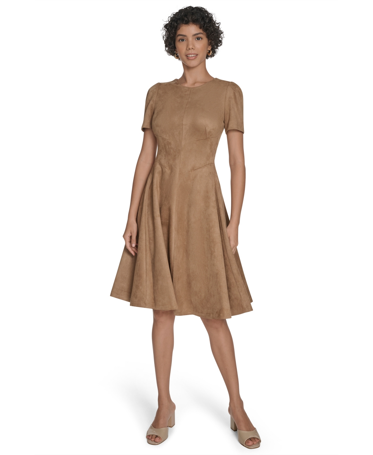 Click here for Calvin Klein Womens Fit and Flare Short Dress - Lu... prices