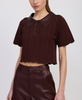 En Saison Women's Delphine Polo Collar Top - Macy's