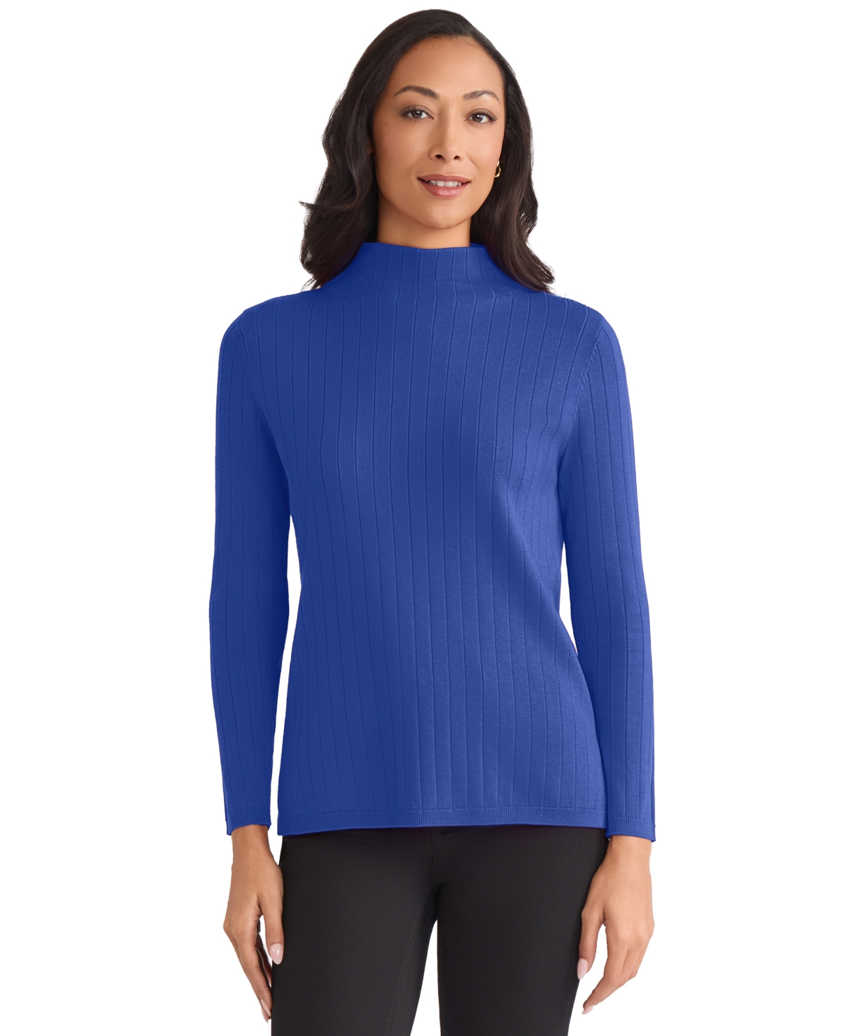 Click here for Jones New York Womens Wide Rib Funnel Neck Sweater... prices