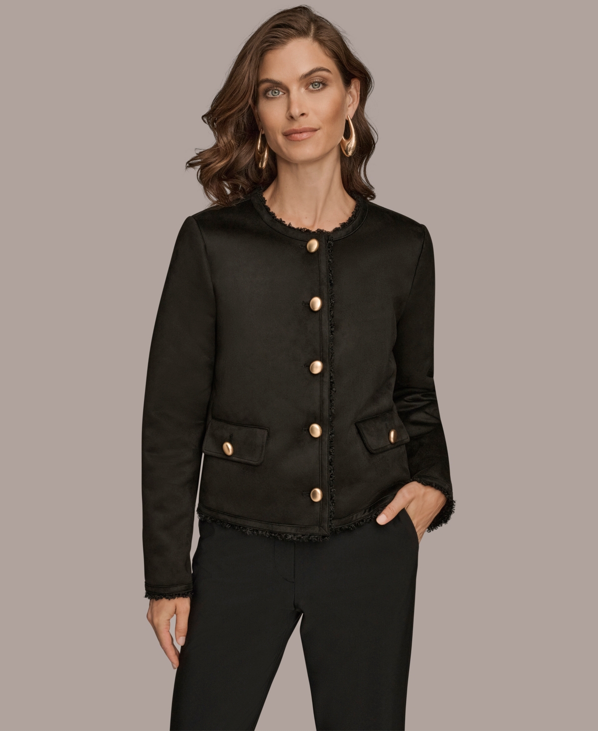 Click here for Donna Karan New York Womens Button Up Boxy Coat -... prices