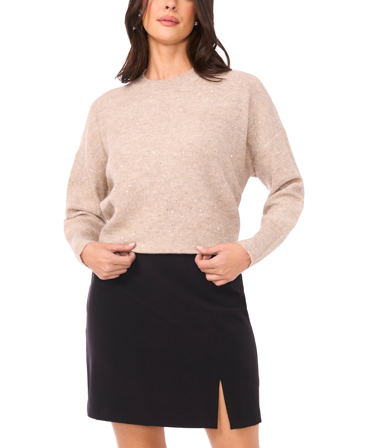 Click here for Vince Camuto Womens Sequin Long Sleeve Crewneck Sw... prices