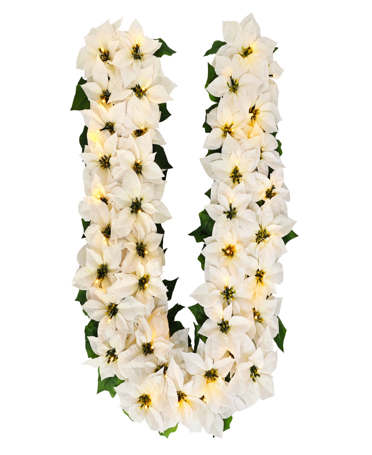 Click here for Puleo 12 Pre-Lit Artificial Poinsettia Garland - W... prices