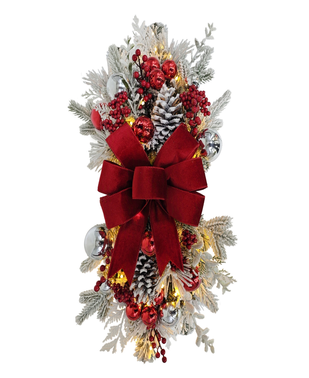 Click here for Puleo 28 Pre-Lit Adorned Flocked Artificial Banist... prices