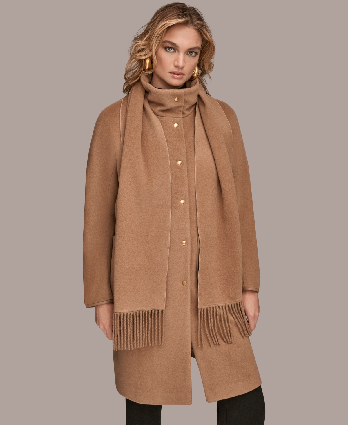 Click here for Donna Karan New York Womens Snap Button Scarf Coat... prices