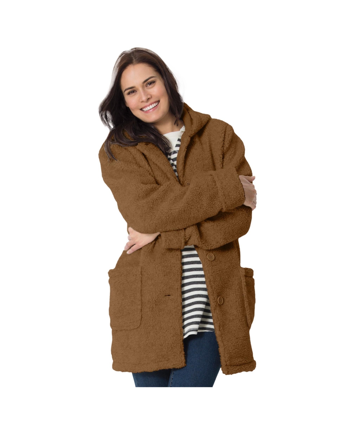 Click here for Woman Within Womens Within Short Hooded Berber Fle... prices