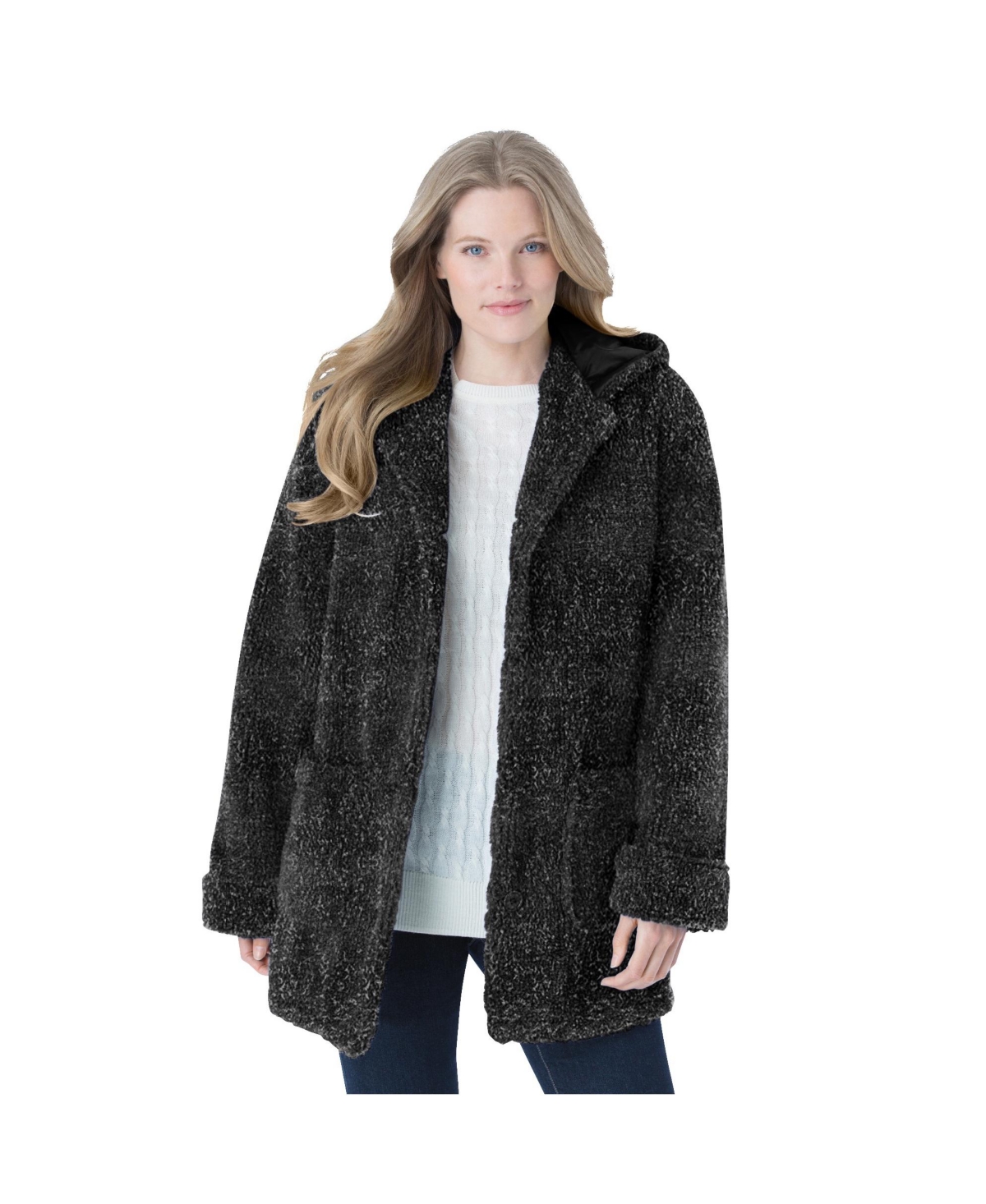 Click here for Woman Within Womens Within Short Hooded Berber Fle... prices