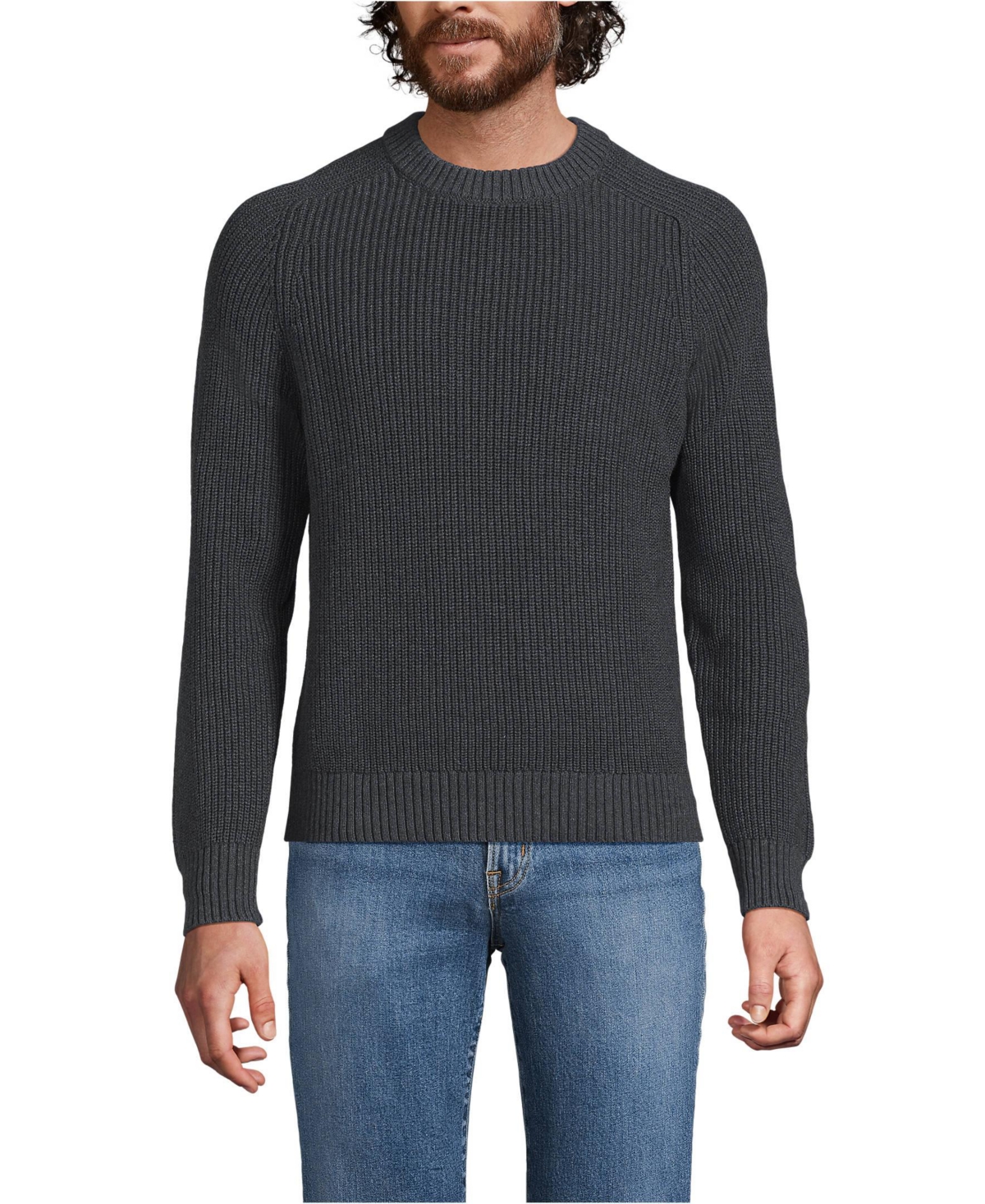 Click here for Lands End Mens Cotton Drifter Saddle Crewneck Shak... prices