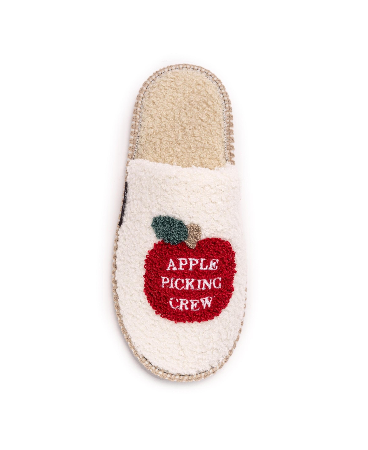 Muk Luks Womens Novelty Punch Needle Fall Scuff Slipper - Apple picking